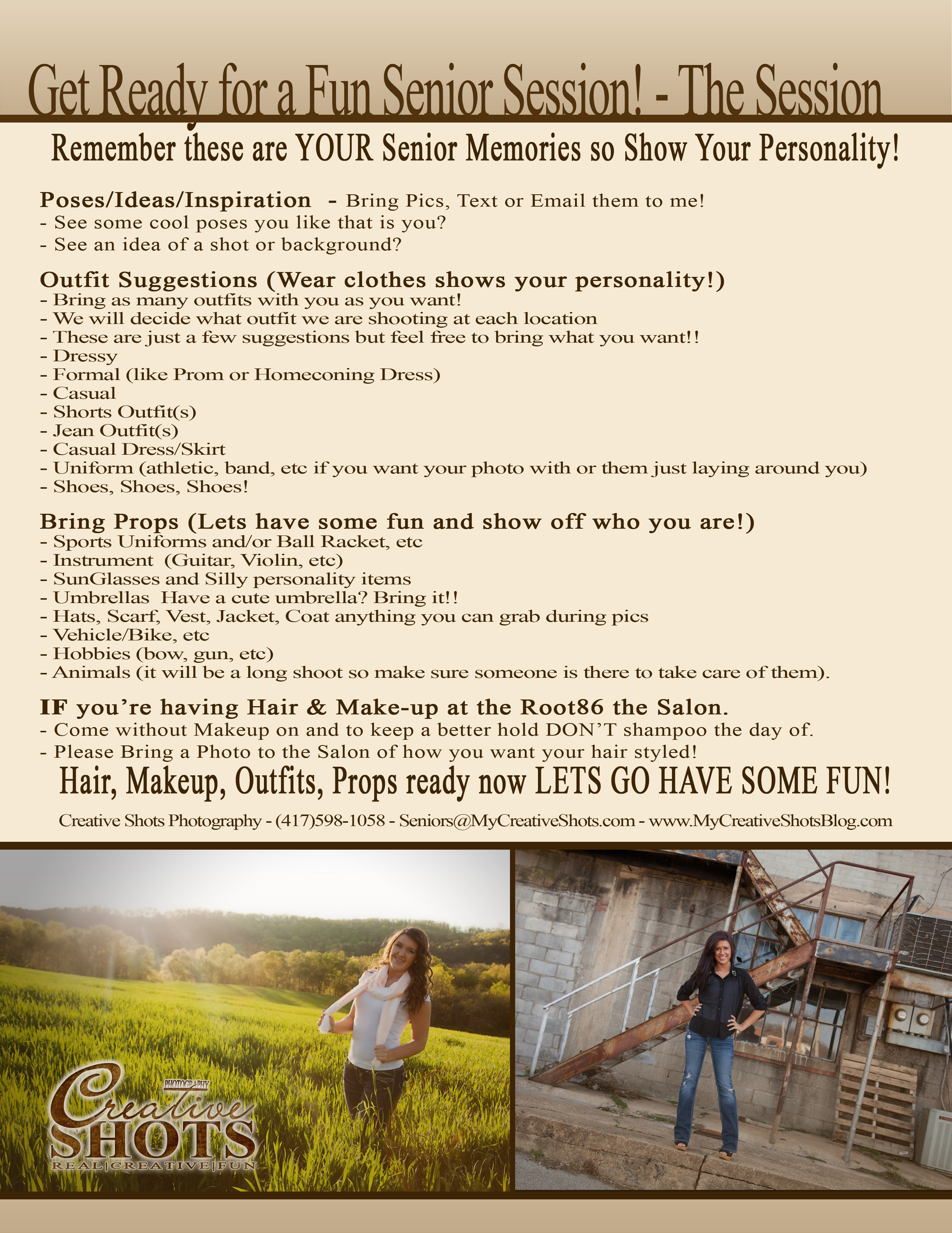 Your Senior Session - Senior Photography - Creative Shots Photography